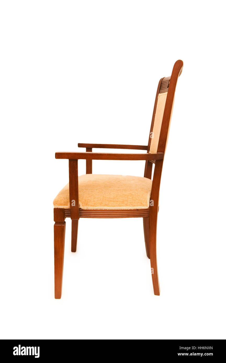 Wooden arm chair isolated on the white Stock Photo - Alamy