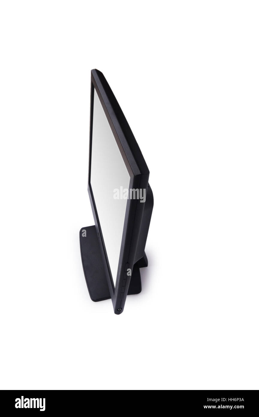 Black lcd monitor isolated on the white Stock Photo - Alamy