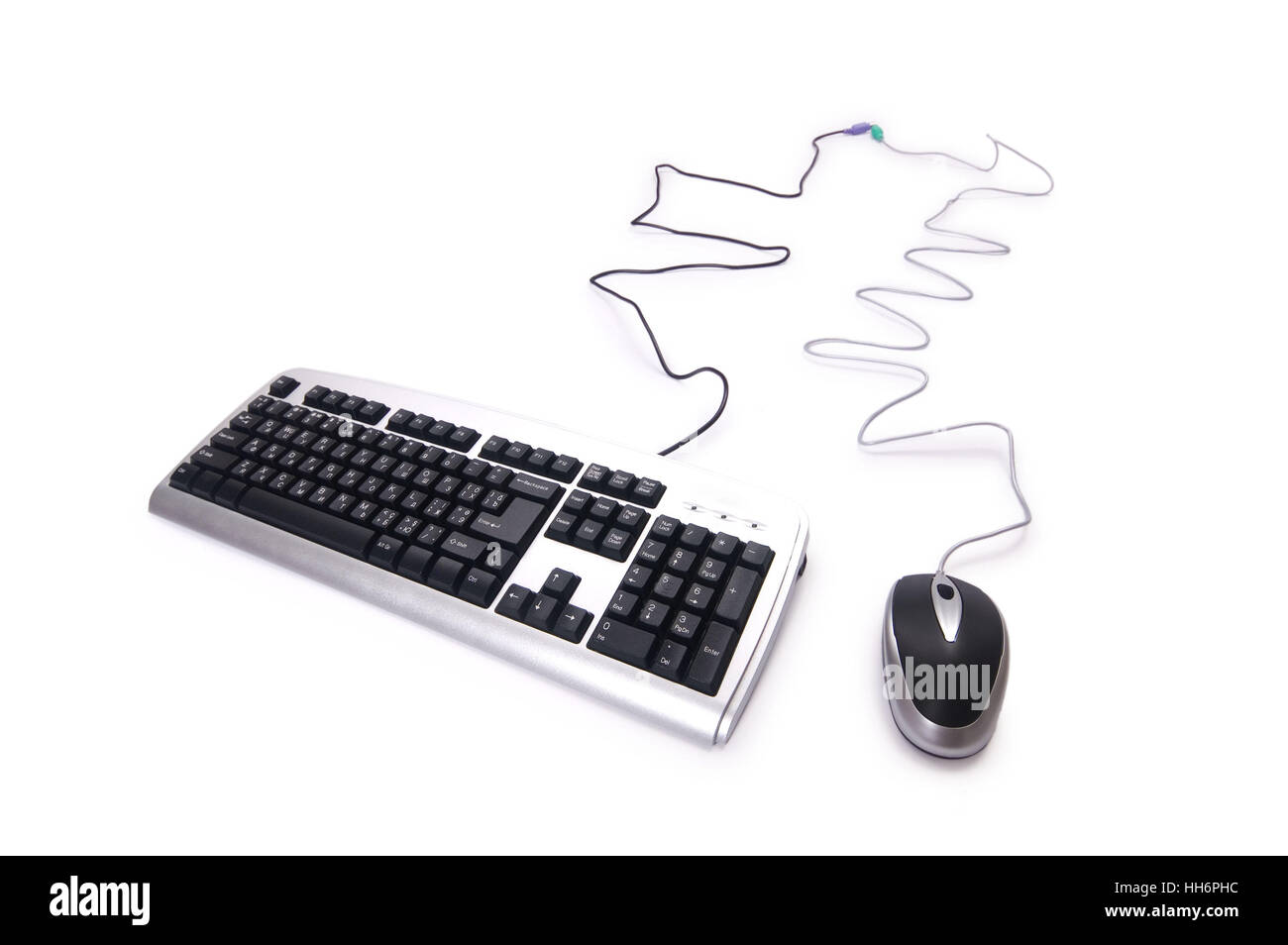 Silver keyboard and mouse isolated on the white background Stock Photo ...