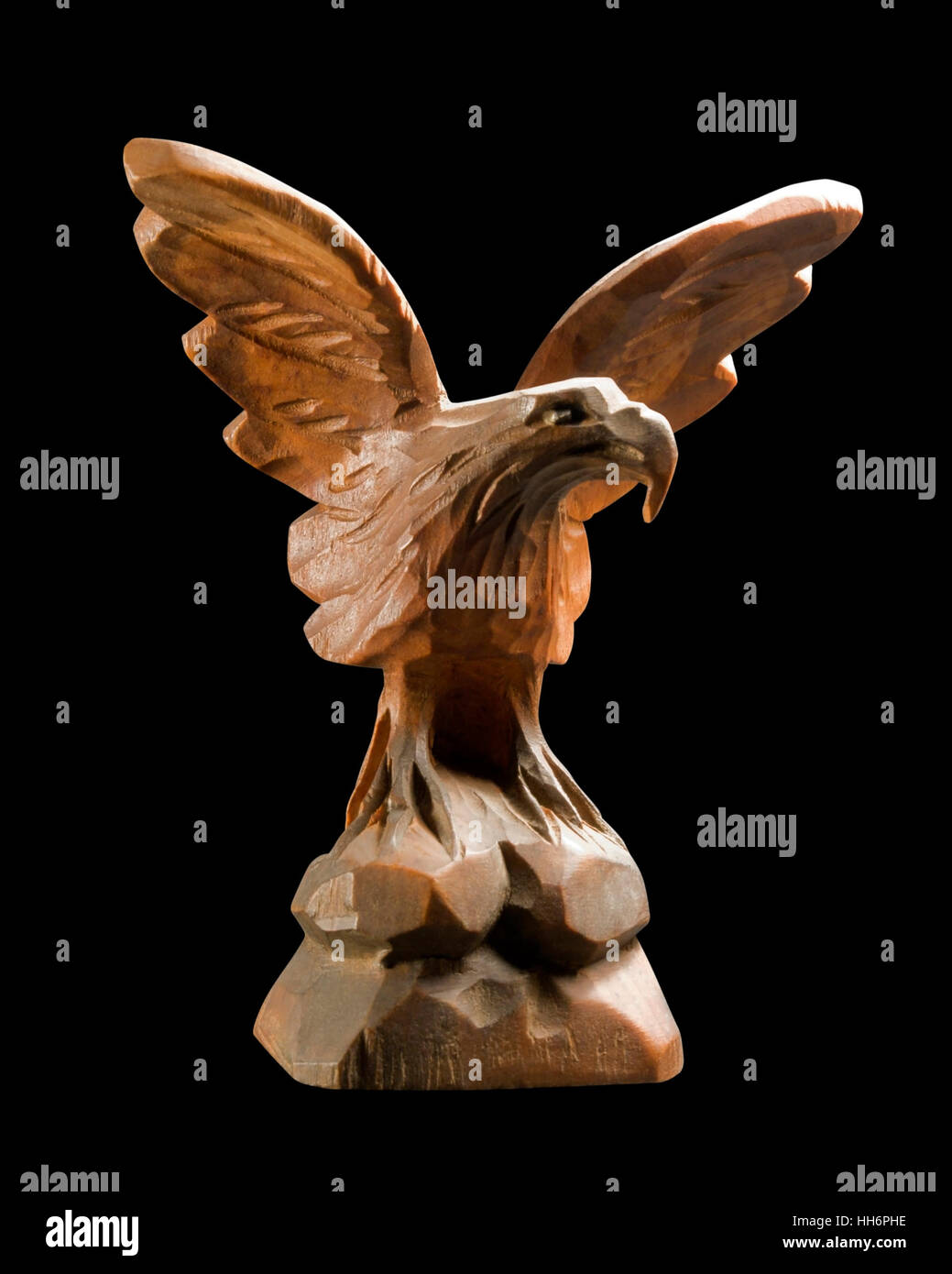 wooden eagle sculpture isolated on black with clipping path Stock Photo ...