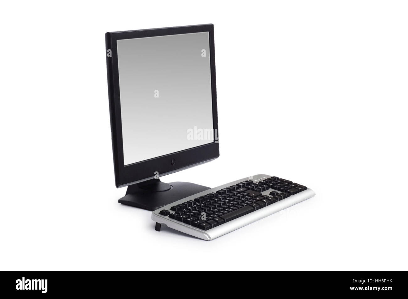 Computer with flat screen isolated on white Stock Photo - Alamy