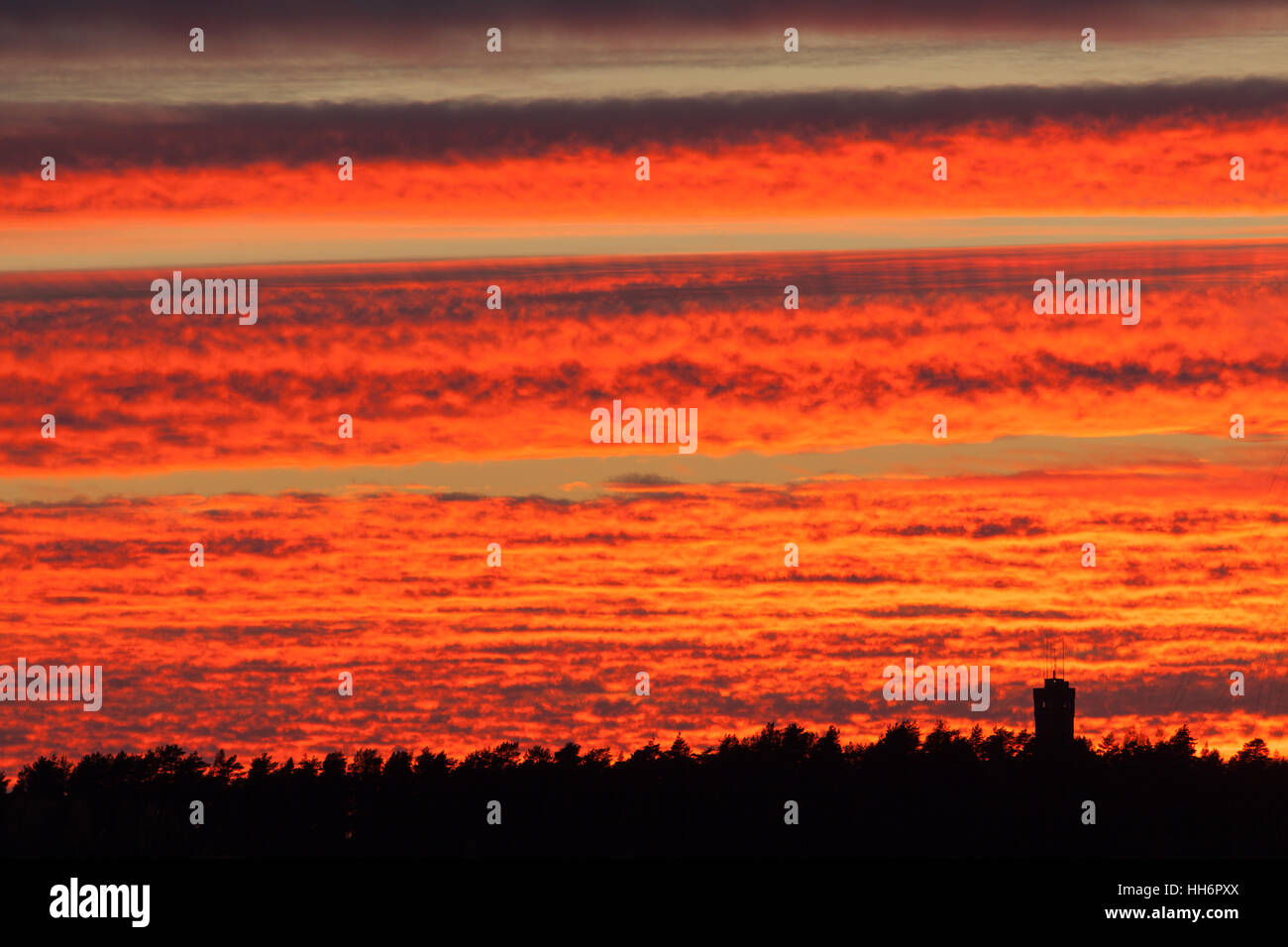 Fiery red sunset clouds Stock Photo - Alamy