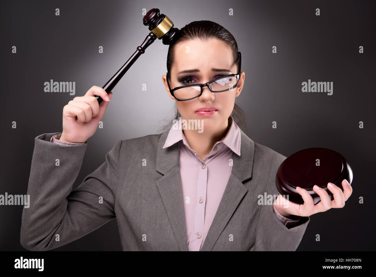 Woman judge with gavel in justice concept Stock Photo - Alamy