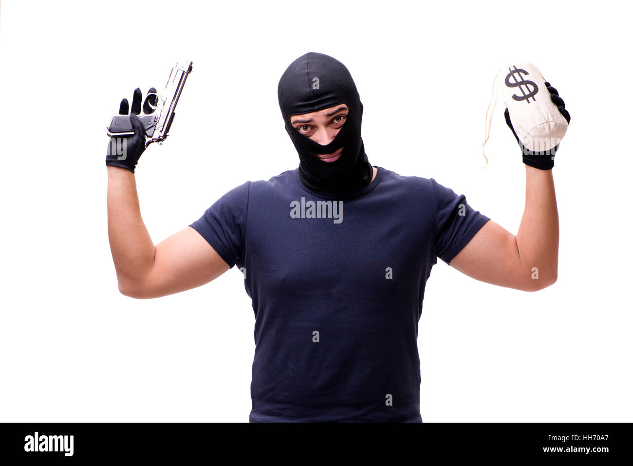 Robber wearing balaclava isolated on white Stock Photo - Alamy