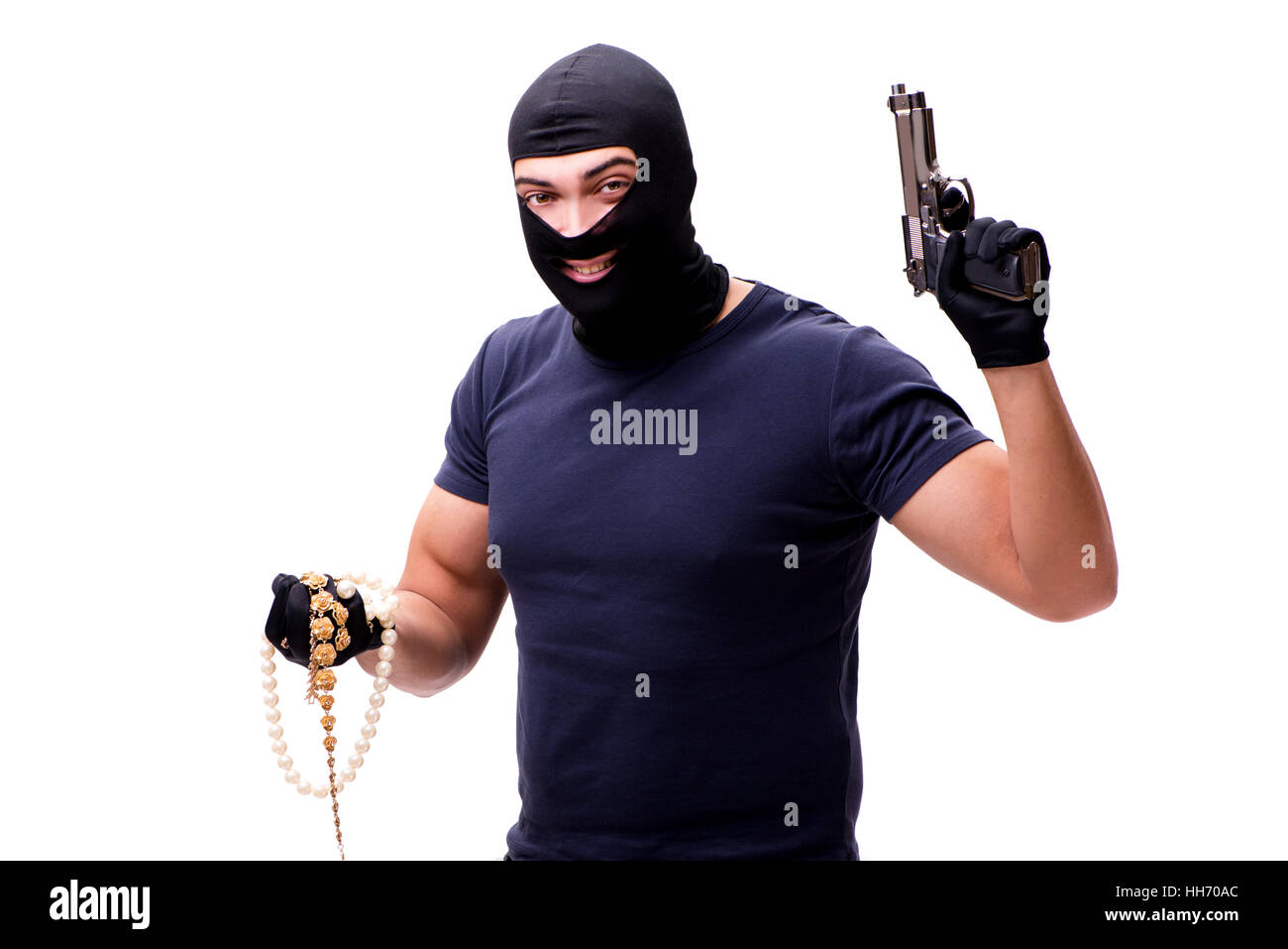 Robber wearing balaclava isolated on white Stock Photo - Alamy