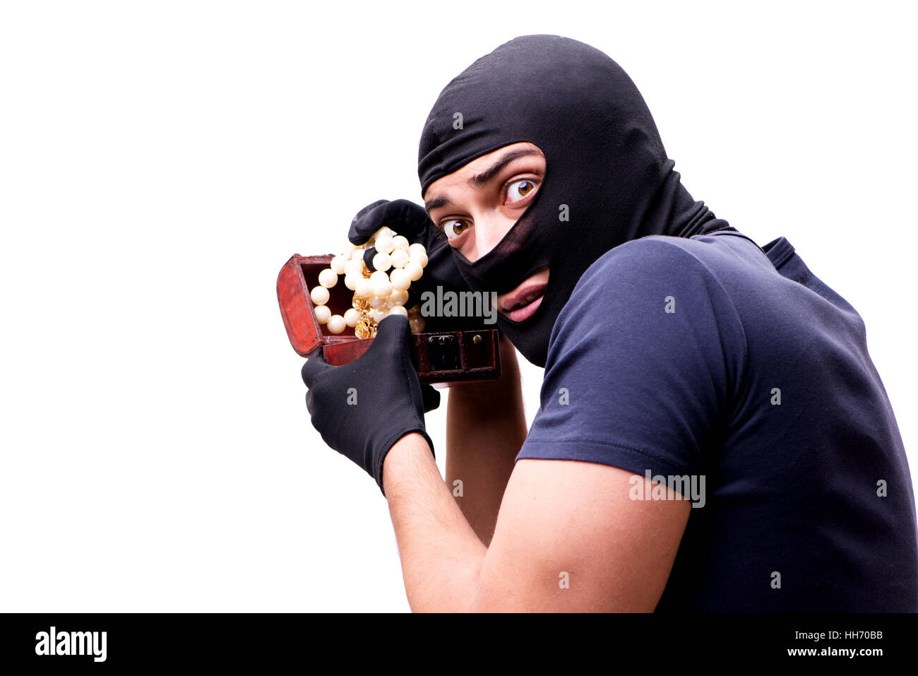 Robber wearing balaclava isolated on white Stock Photo - Alamy