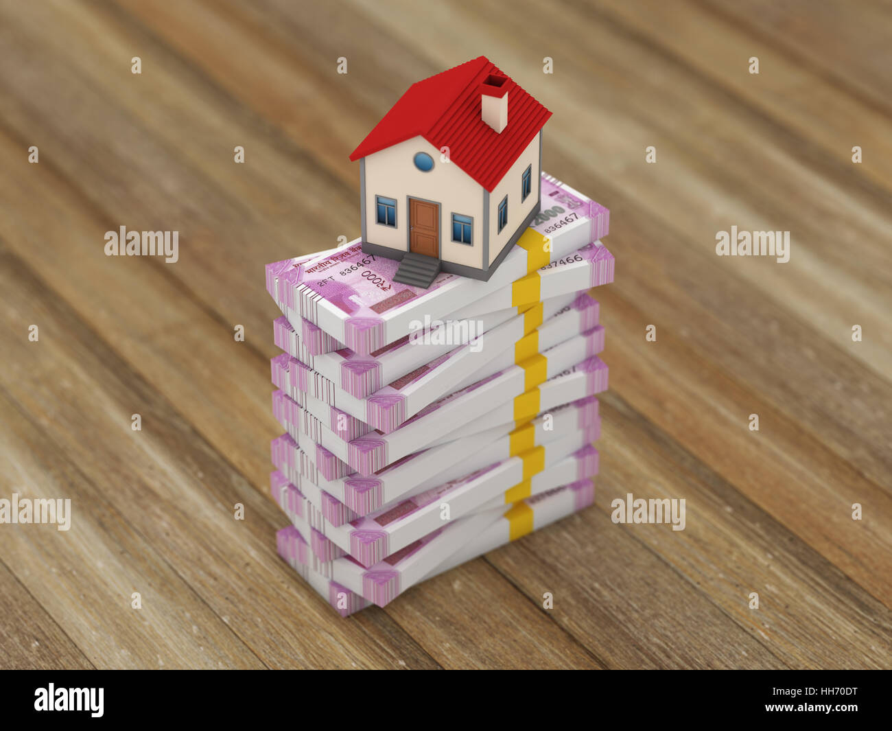 New Indian Currency with House Model - 3D Rendered Image Stock Photo ...