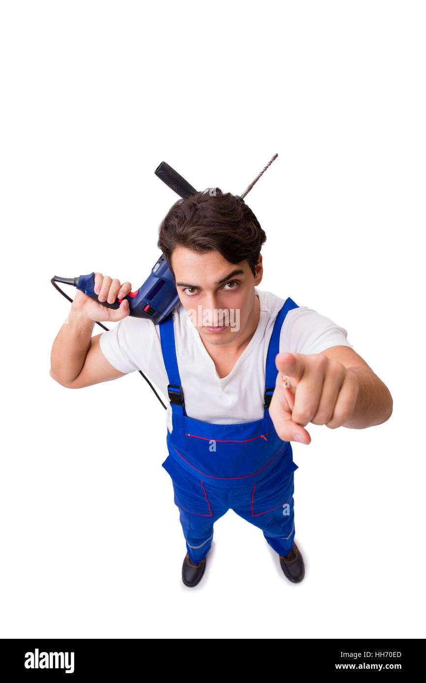Funny workman drill isolated on hi-res stock photography and images - Alamy