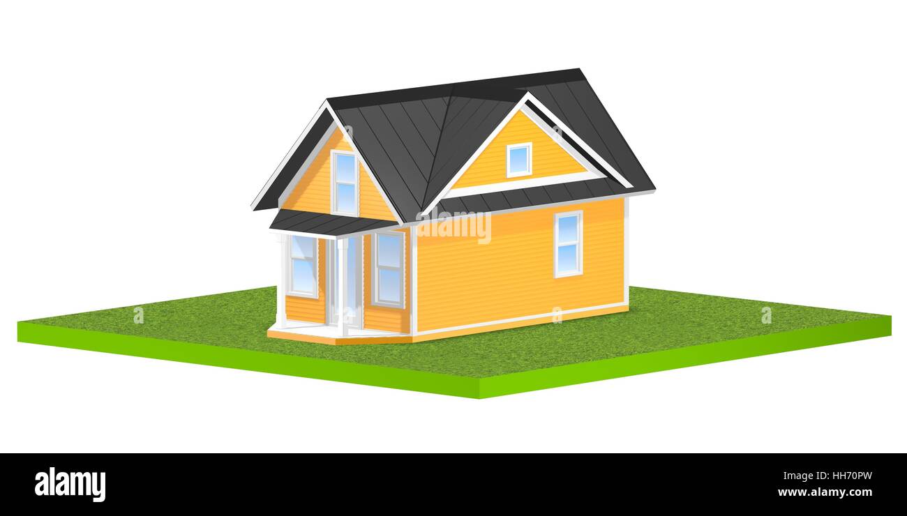 3D Rendered Illustration of a tiny house on a trailer. House is ...