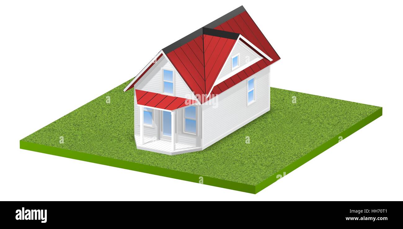 3D Rendered Illustration of a tiny house on a trailer. House is ...