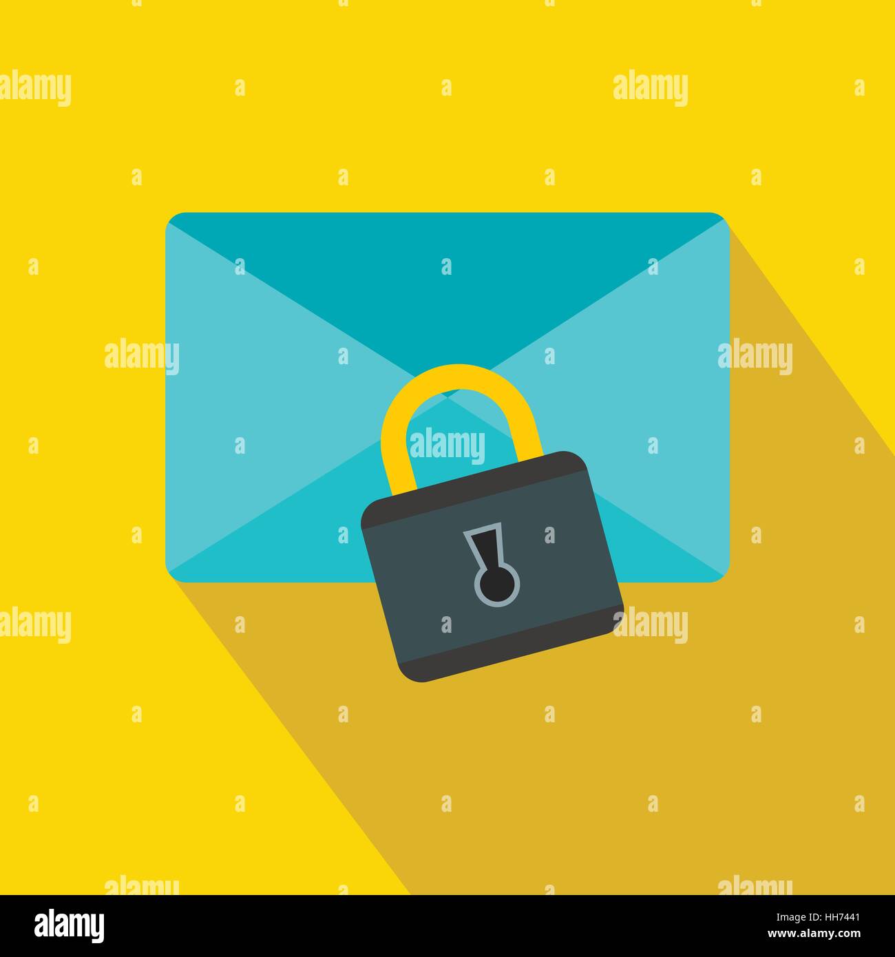 Blue envelope with padlock icon, flat style Stock Vector Image & Art ...