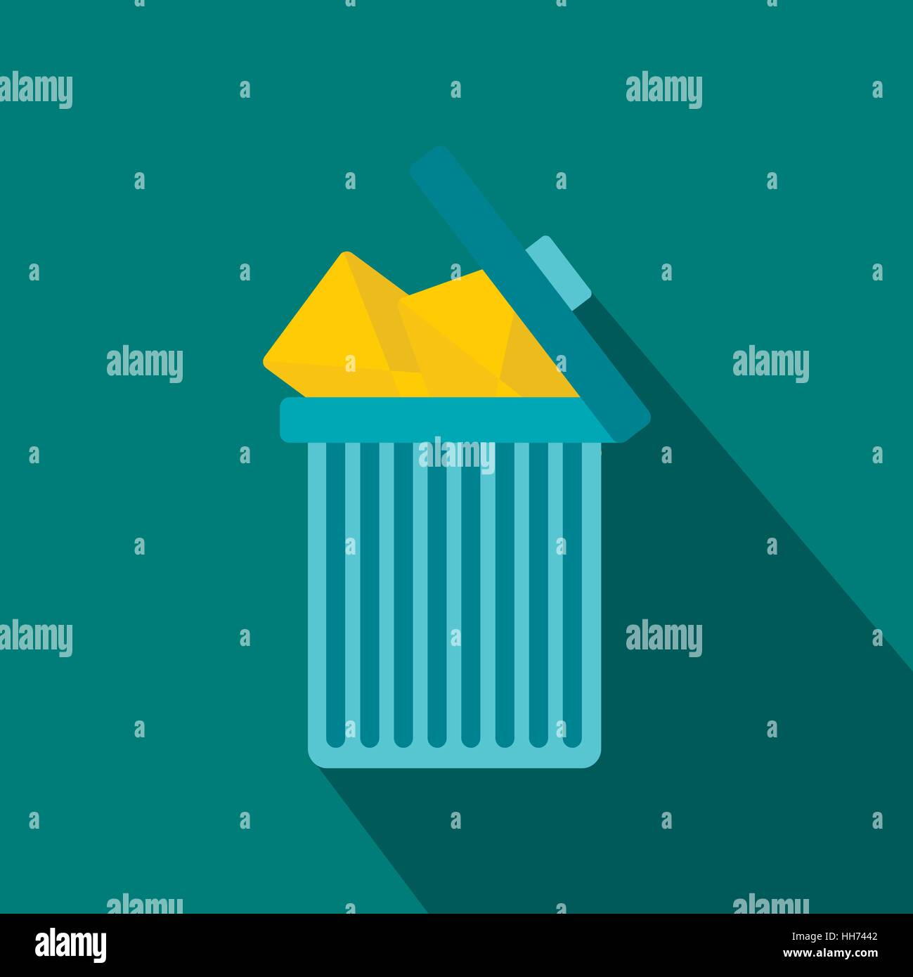Trash can icon with envelopes icon, flat style Stock Vector Image & Art ...