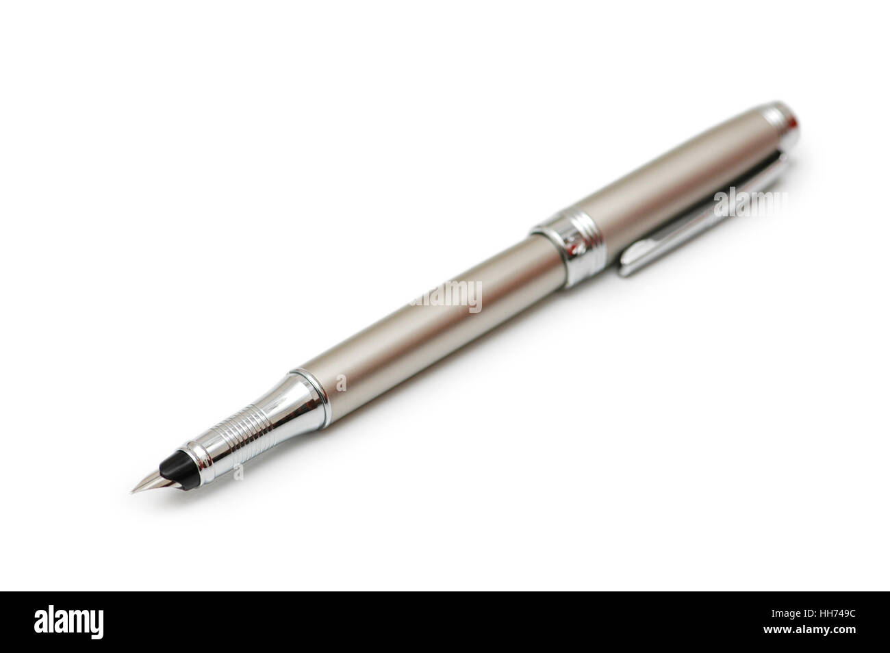Silver pen isolated - focus on the tip Stock Photo - Alamy