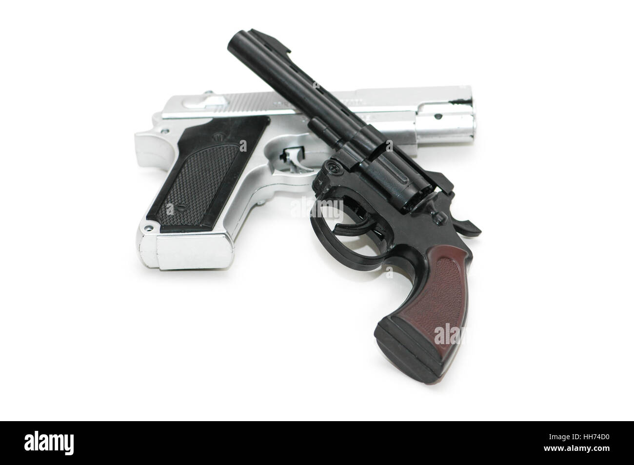 Two guns isolated on the white background Stock Photo - Alamy