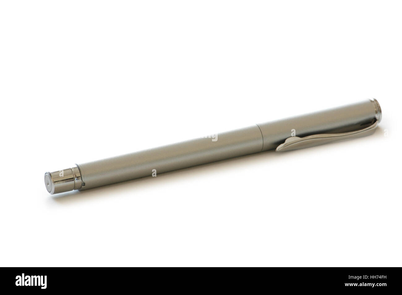 Silver pen isolated - focus on the tip Stock Photo - Alamy