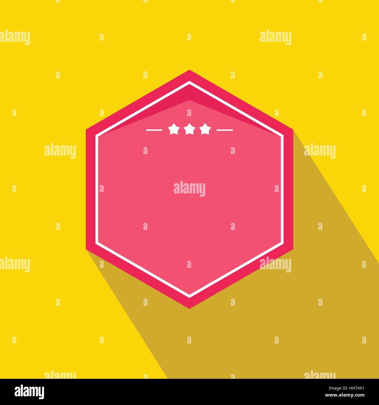 Pink badge with three stars icon, flat style Stock Vector Image & Art ...