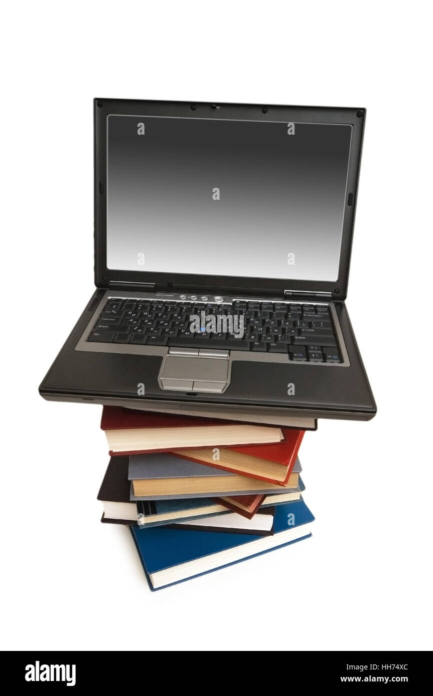 Concept illustrating evolution from books to computers Stock Photo - Alamy