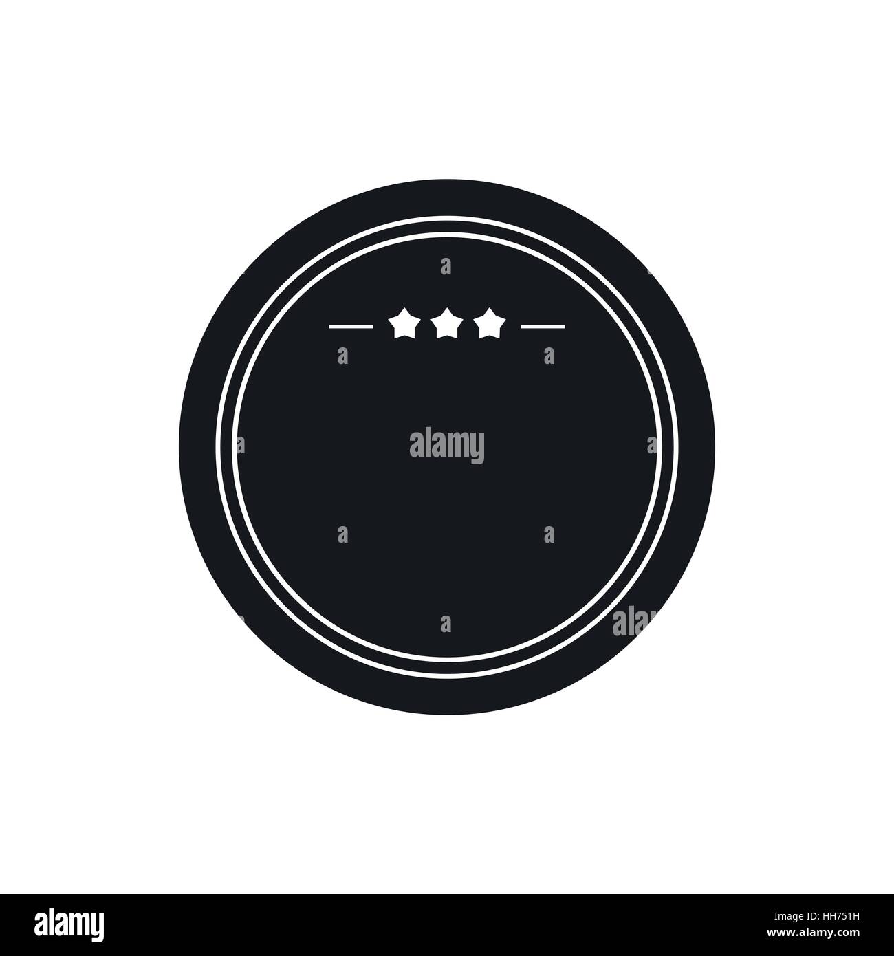 Round badge with three stars icon, simple style Stock Vector Image ...