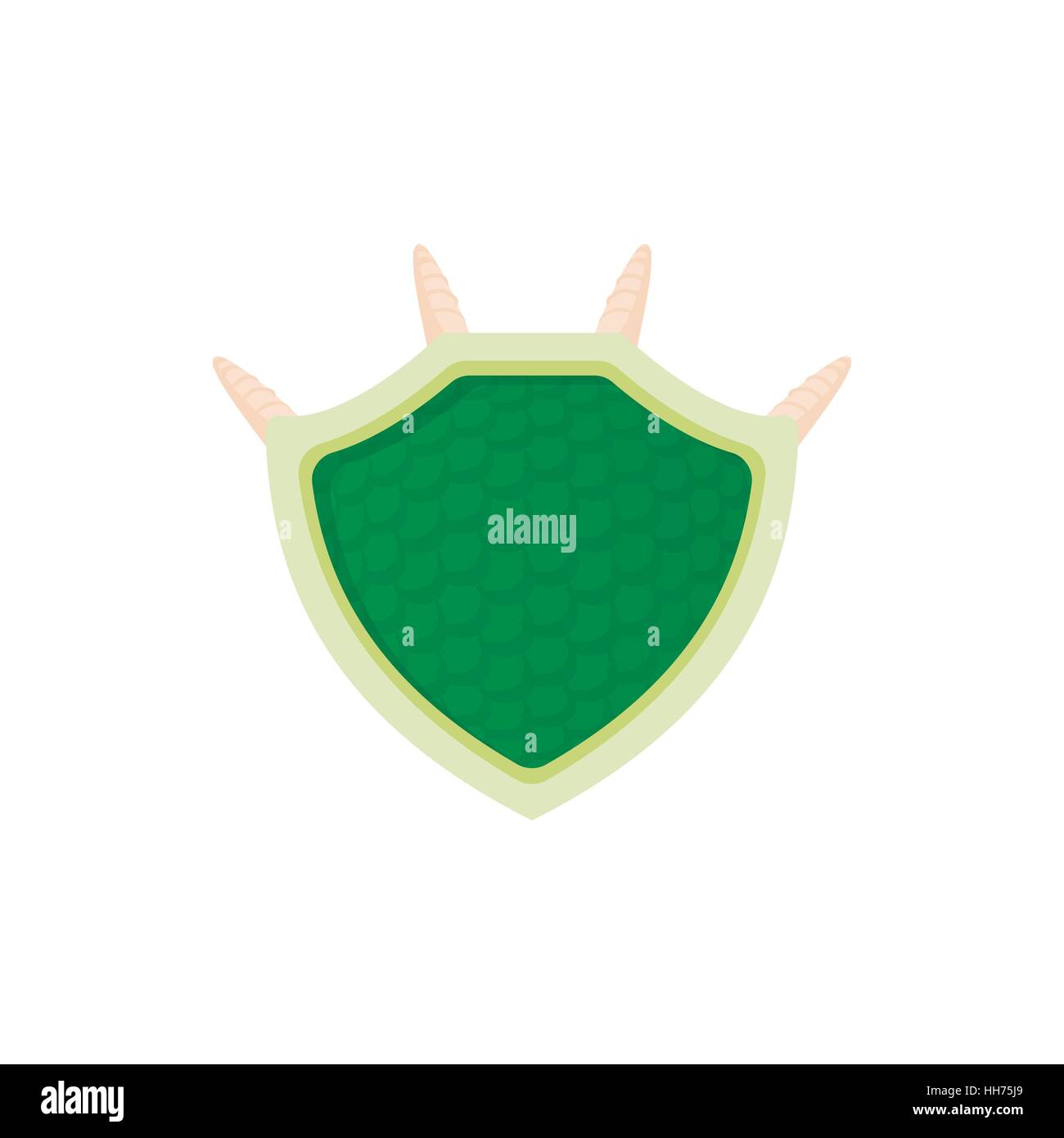 Green protective shield icon, cartoon style Stock Vector Image & Art ...
