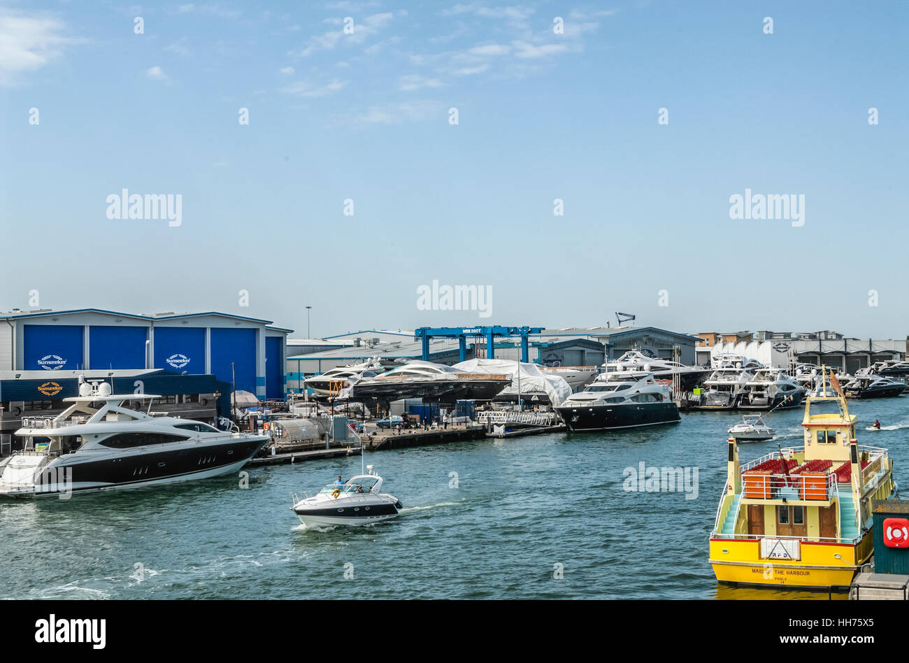 Sunseeker Ship Yard at Poole Harbour, a large natural harbour in Dorset ...