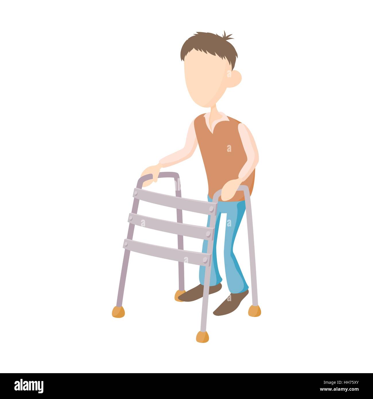 Boy with walker icon, cartoon style Stock Vector Image & Art - Alamy