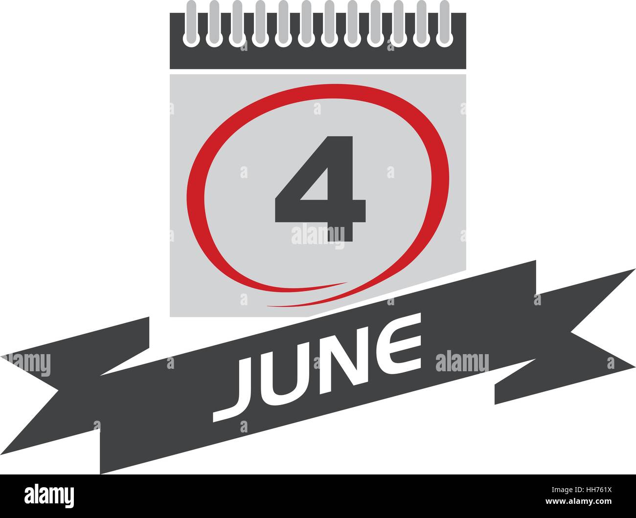 4 June Calendar with Ribbon Stock Vector Image & Art - Alamy