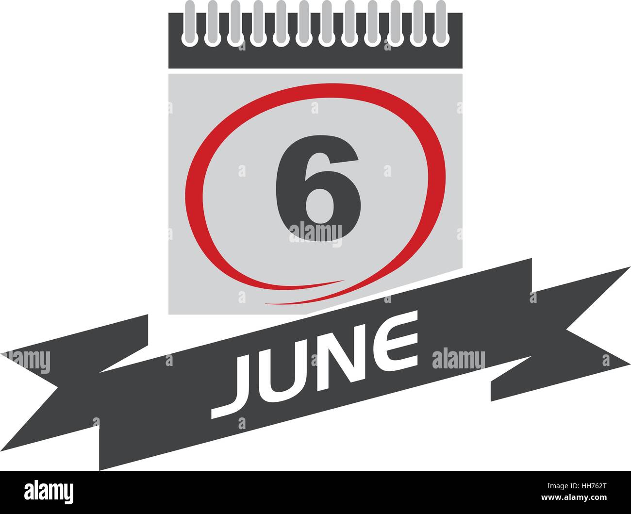 6 June Calendar with Ribbon Stock Vector Image & Art - Alamy