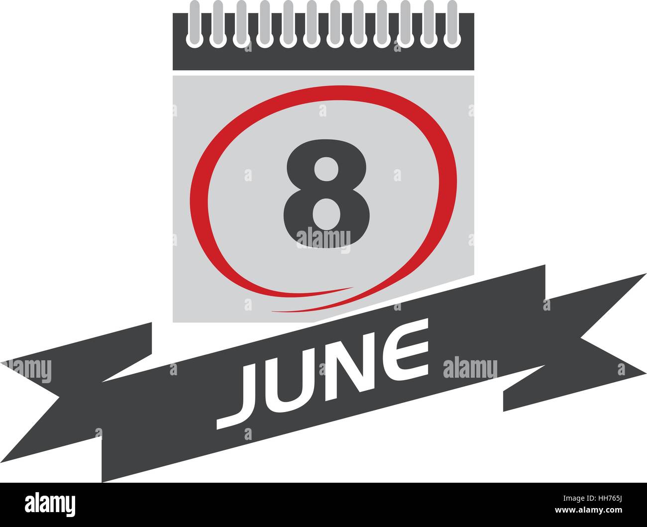 8 June Calendar with Ribbon Stock Vector Image & Art - Alamy