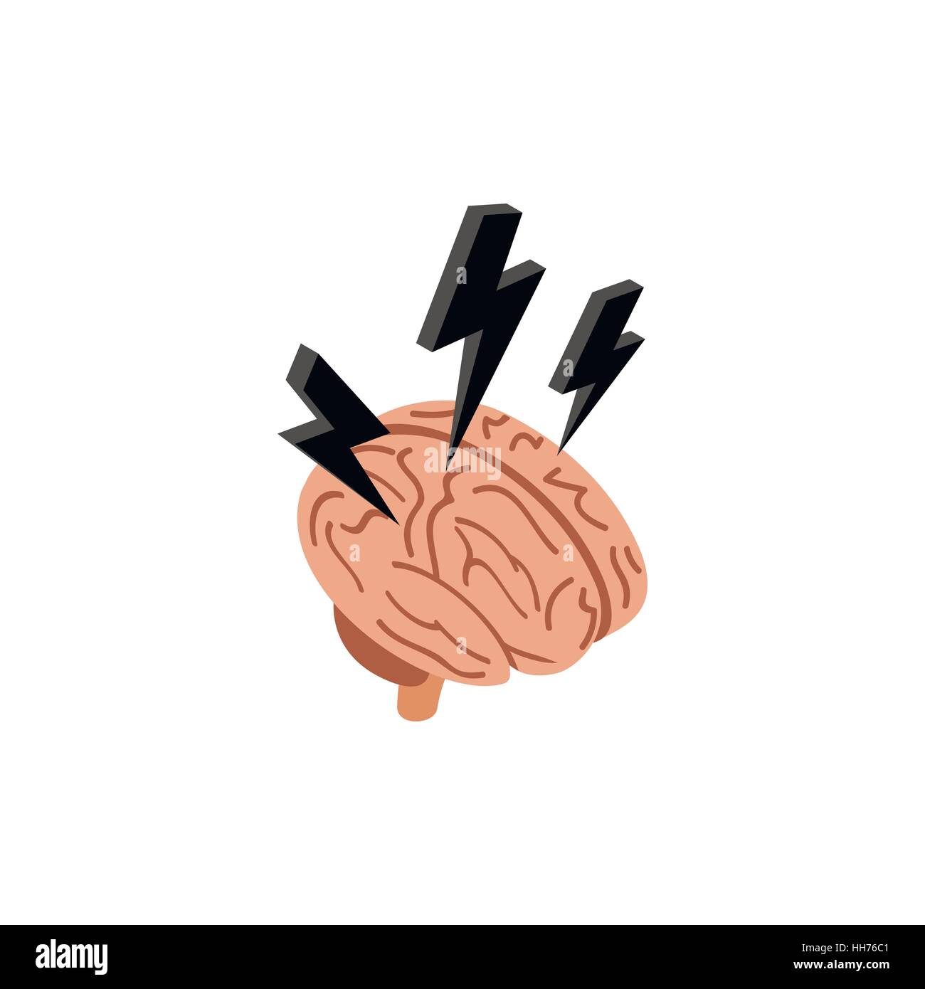 Brain with a lightning icon, isometric 3d style Stock Vector Image ...