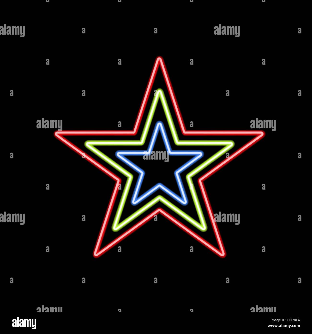 Glowing star of neon on a black background. Vector illustration Stock ...