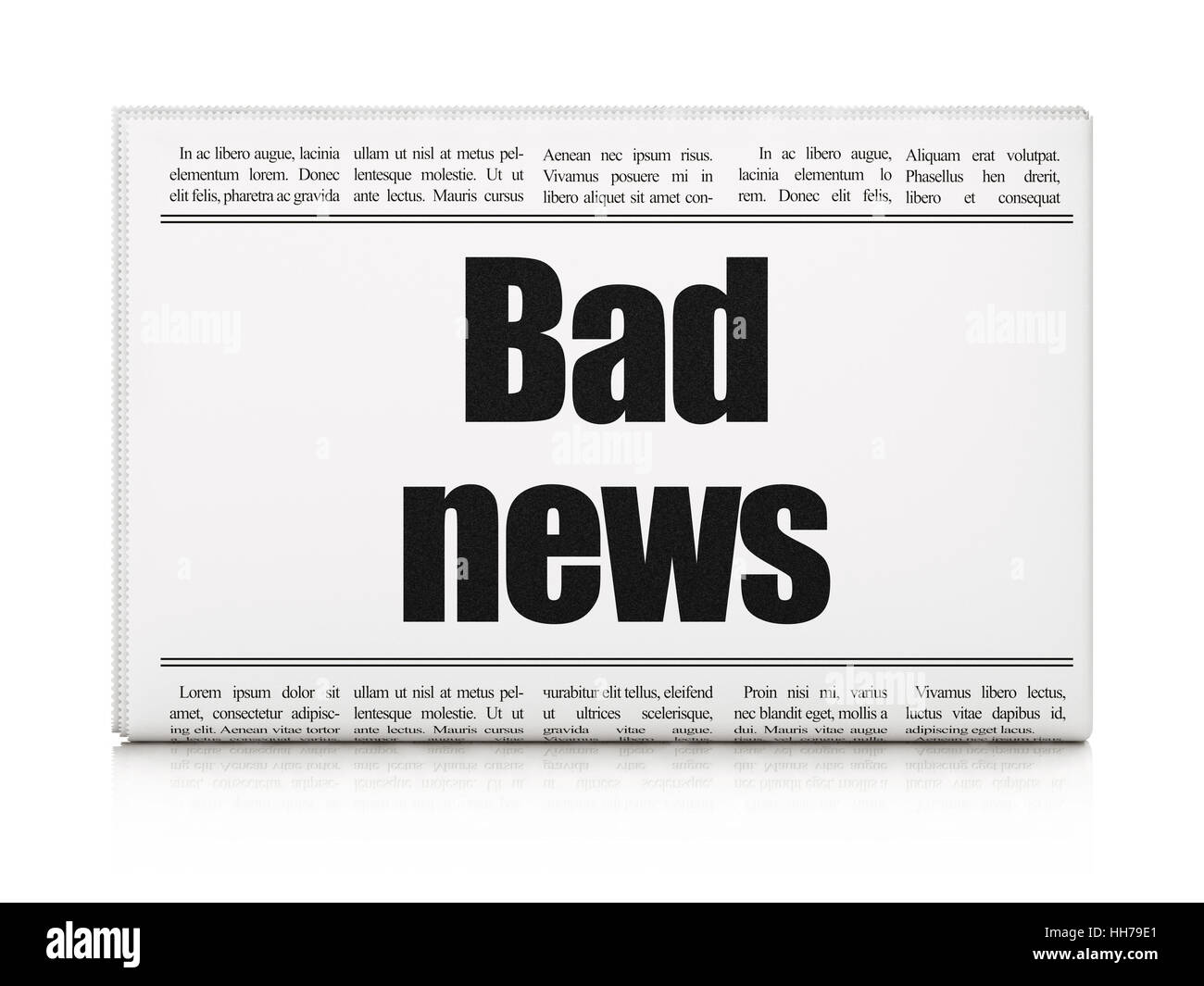 News concept: newspaper headline Bad News Stock Photo - Alamy