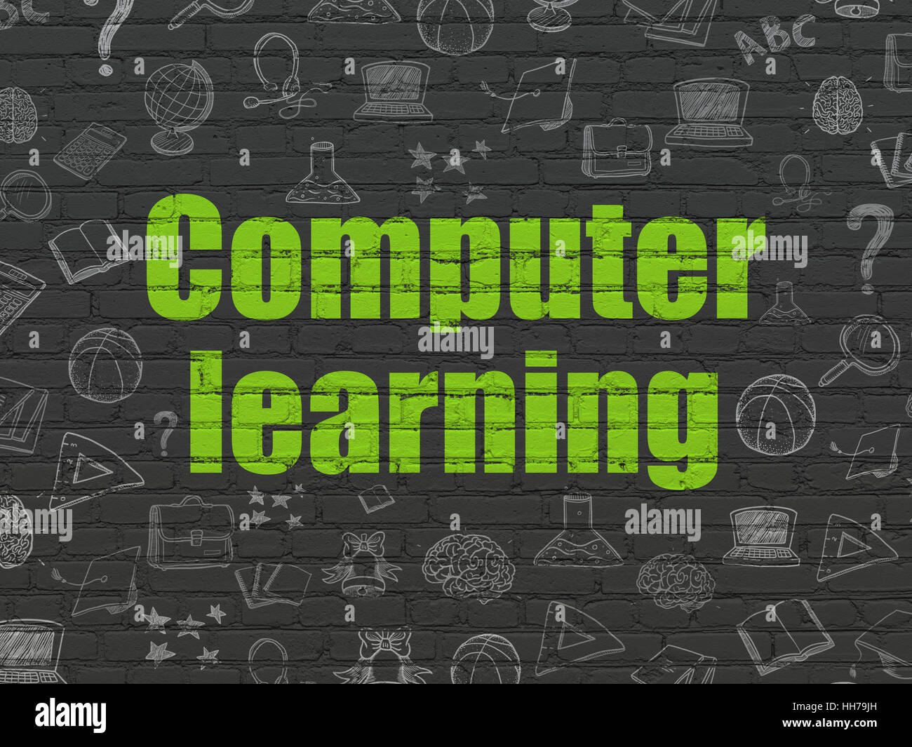 Education concept: Computer Learning on wall background Stock Photo - Alamy