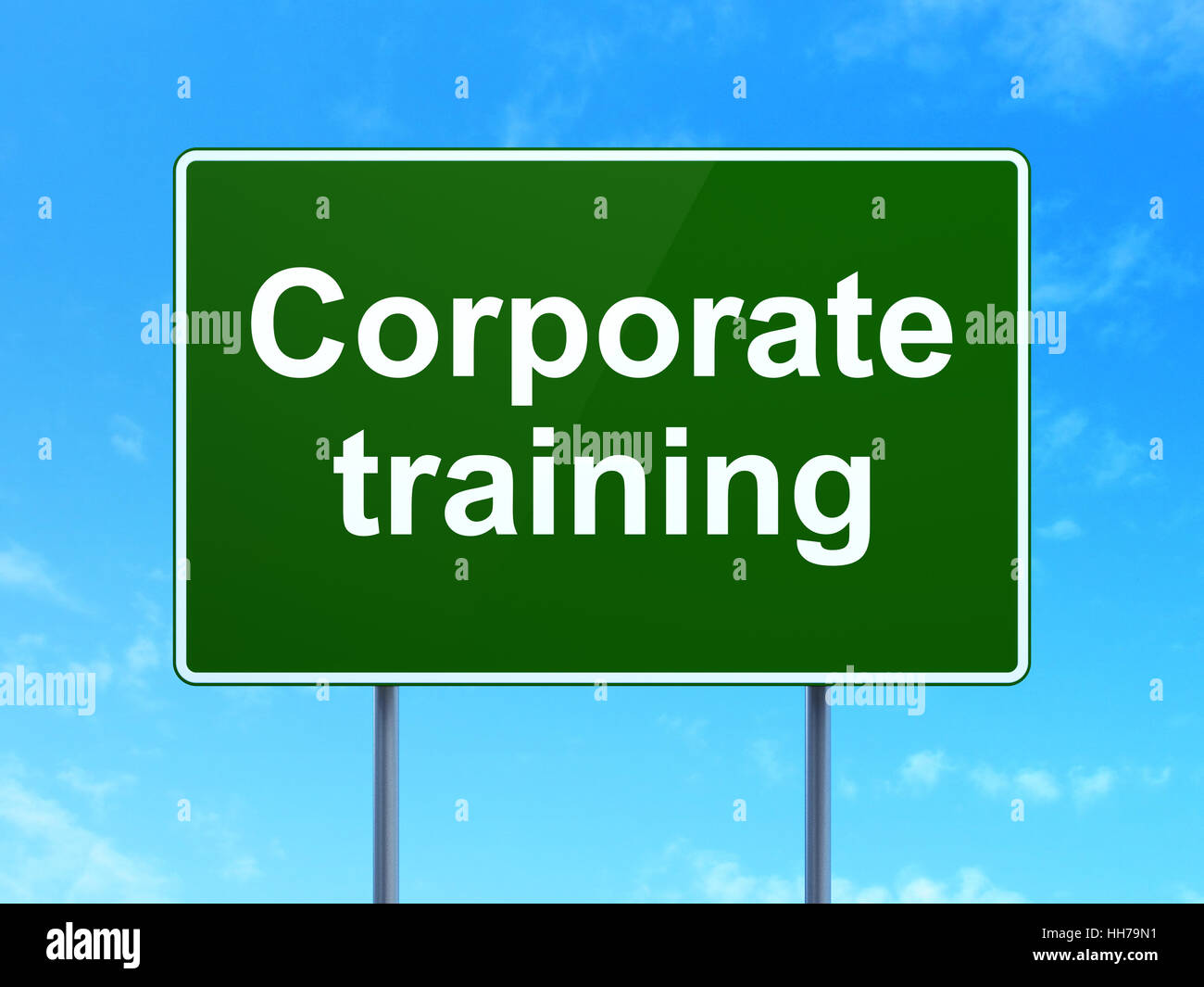 Studying concept: Corporate Training on road sign background Stock ...
