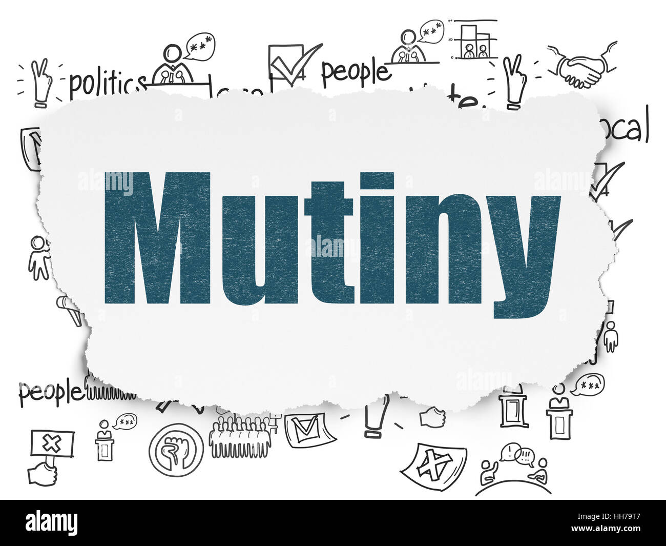Politics concept: Mutiny on Torn Paper background Stock Photo - Alamy