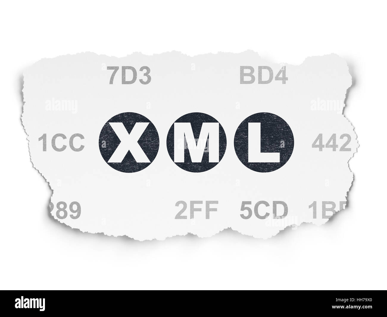 Database concept: Xml on Torn Paper background Stock Photo - Alamy