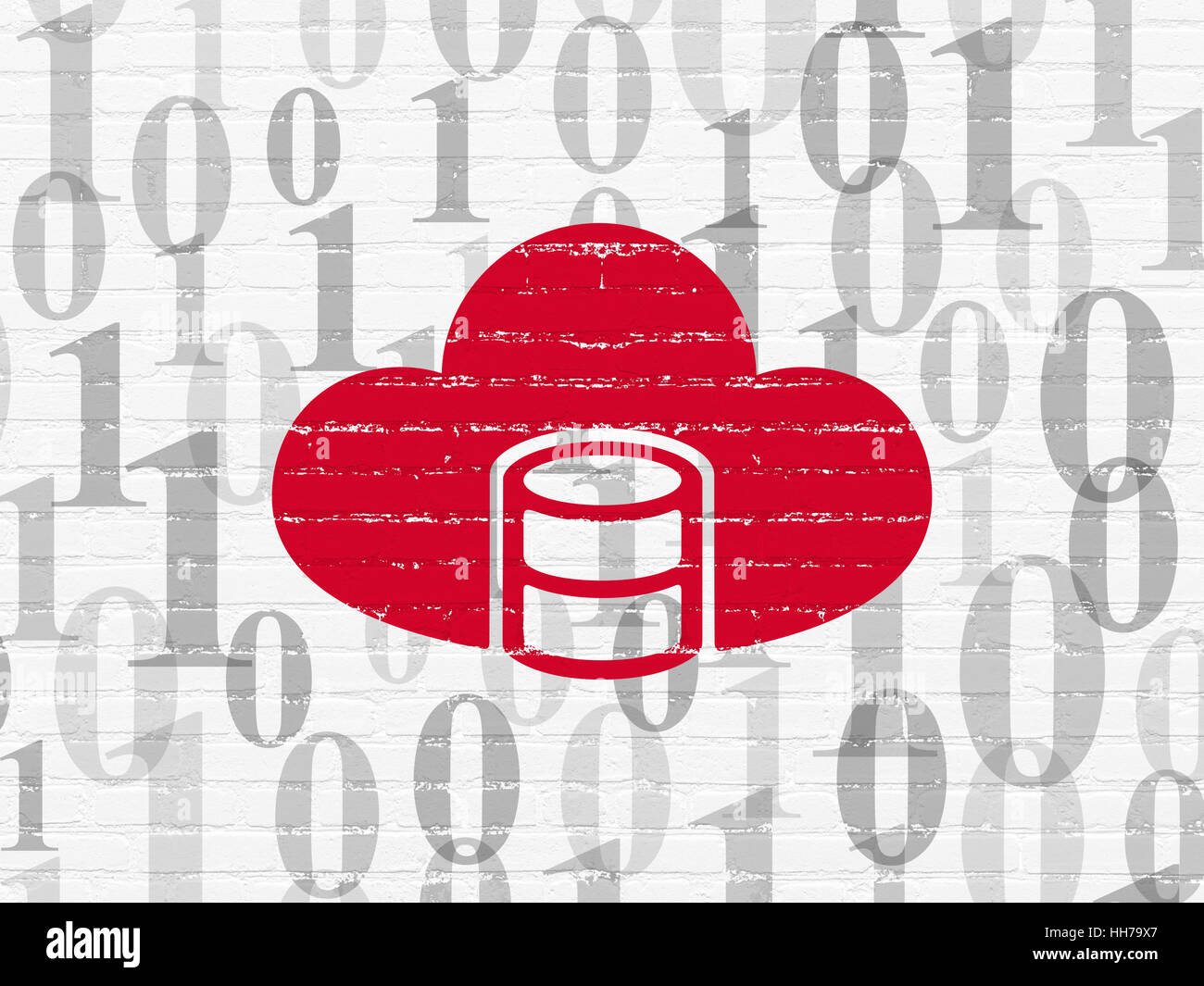 Programming concept: Database With Cloud on wall background Stock Photo ...