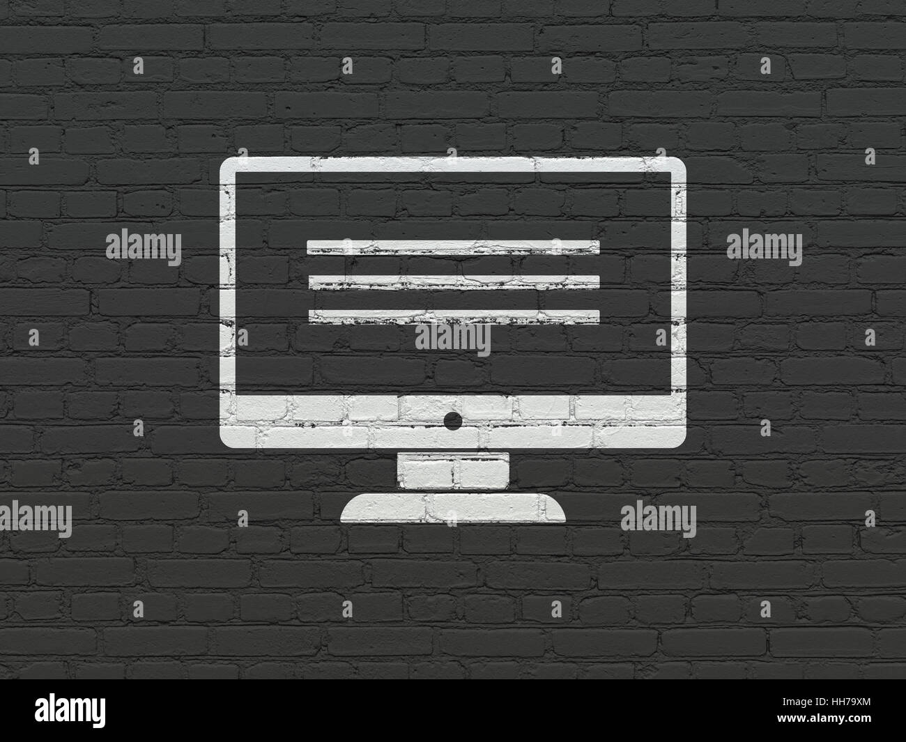 Database concept: Monitor on wall background Stock Photo - Alamy