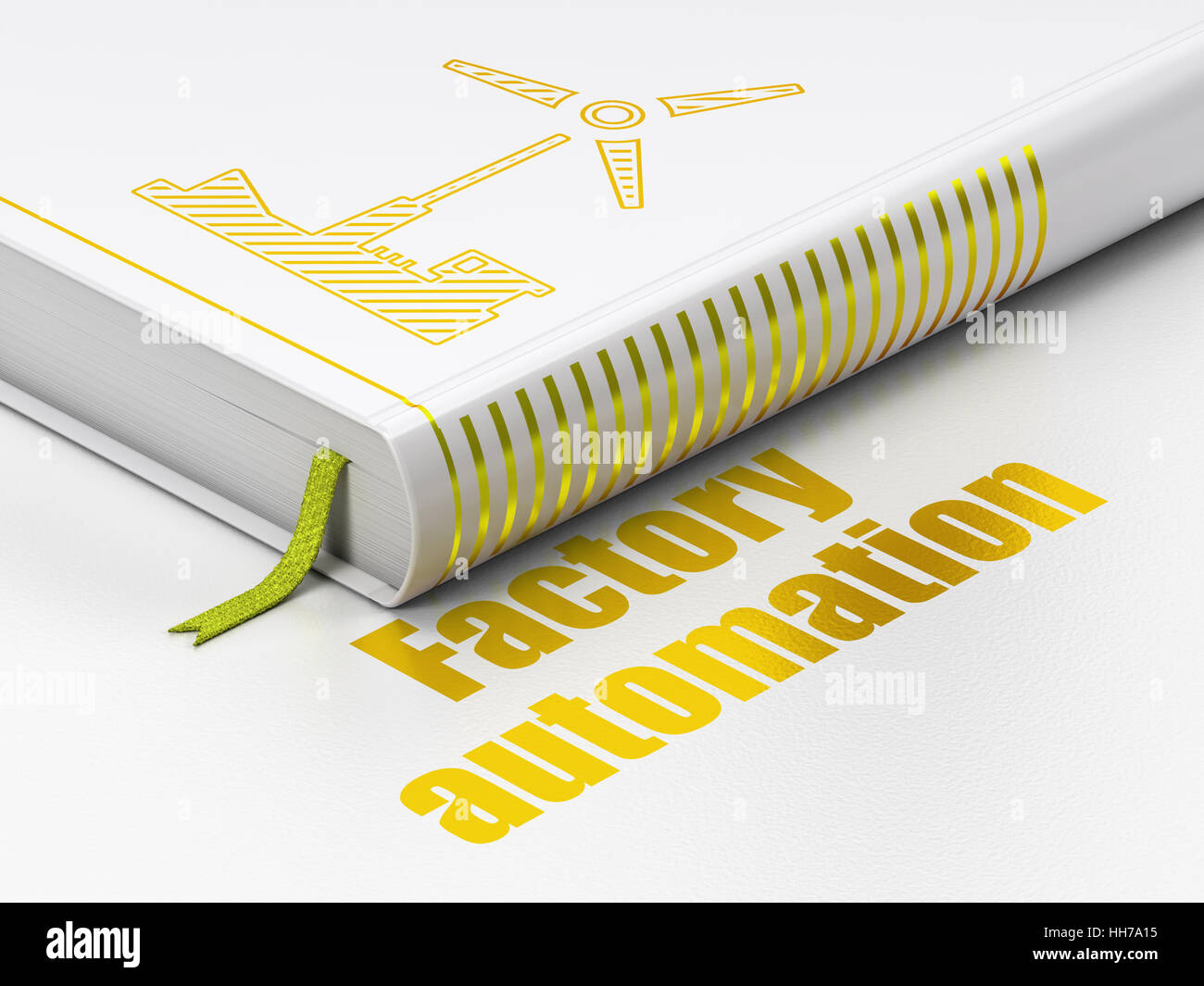 Manufacuring concept: book Windmill, Factory Automation on white ...