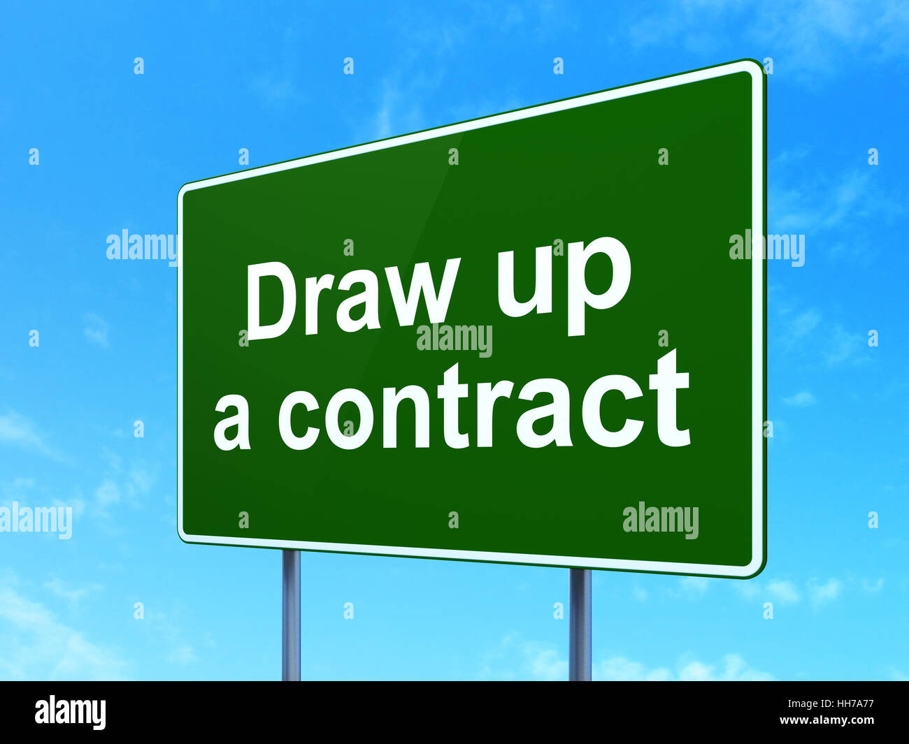 Law concept: Draw up A contract on road sign background Stock Photo - Alamy