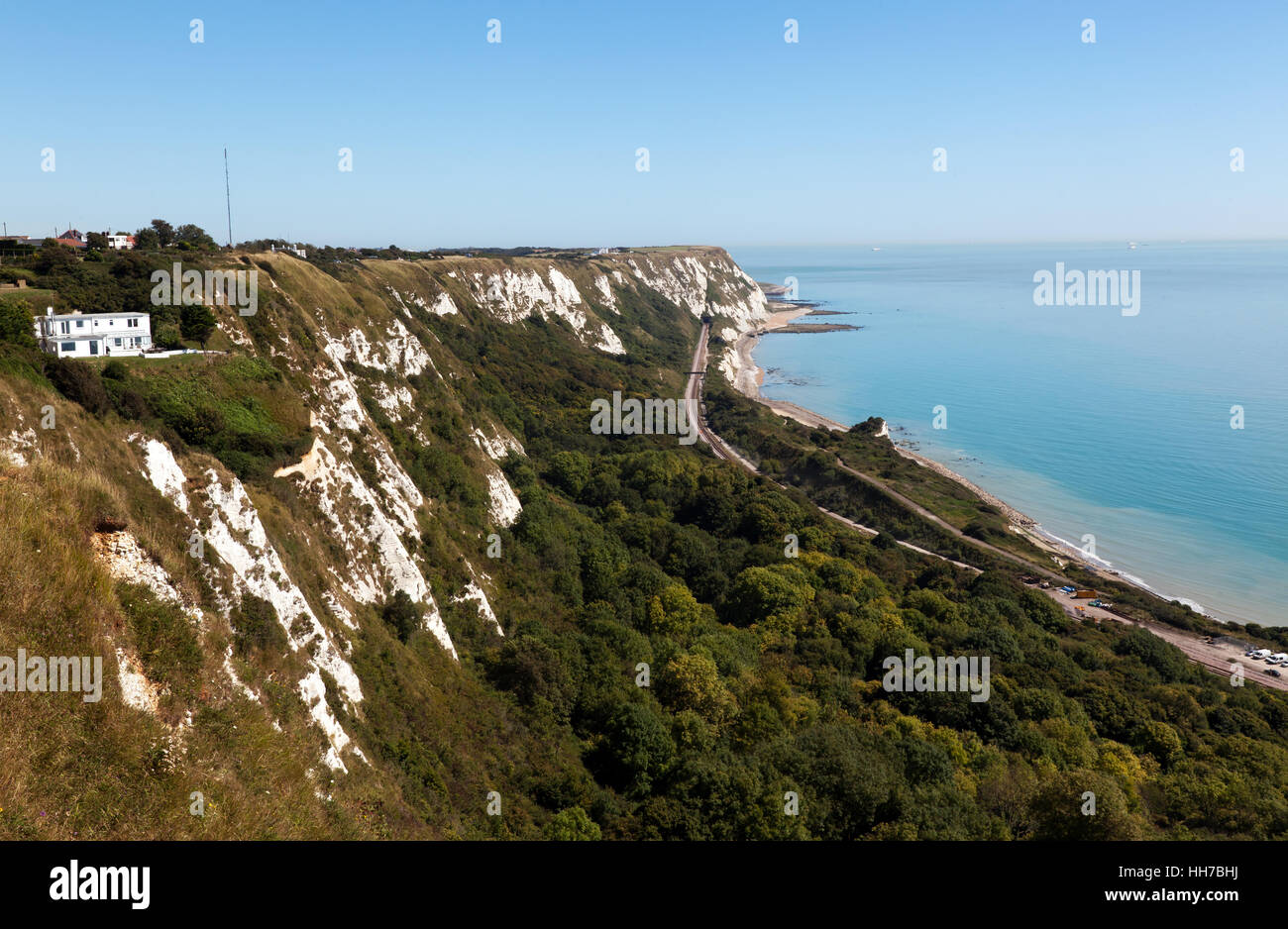 A view looking east along the cliff-tops from the Battle of Britain ...