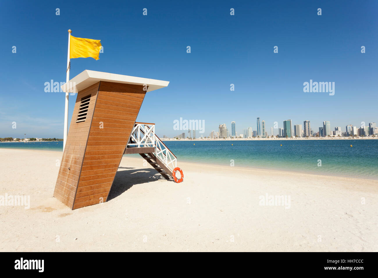 Lifeguard station at the Al Mamzar beach in Dubai, UAE Stock Photo - Alamy