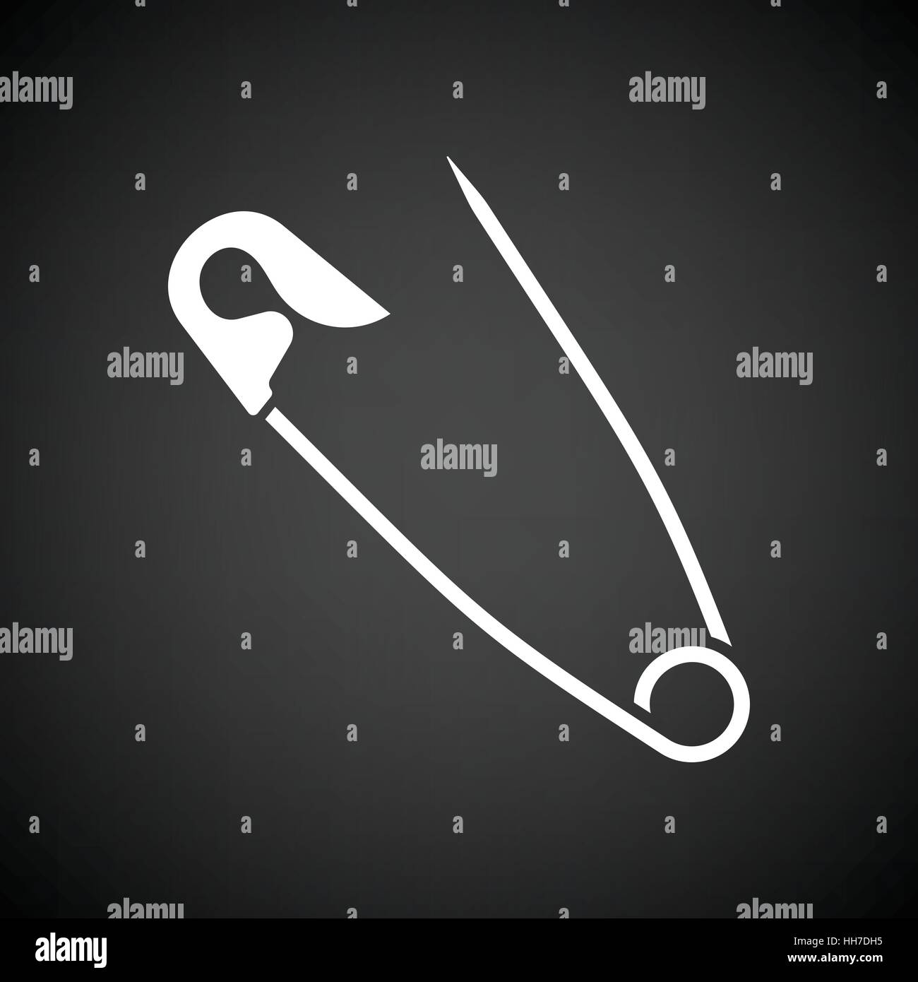 Tailor safety pin icon. Black background with white. Vector ...