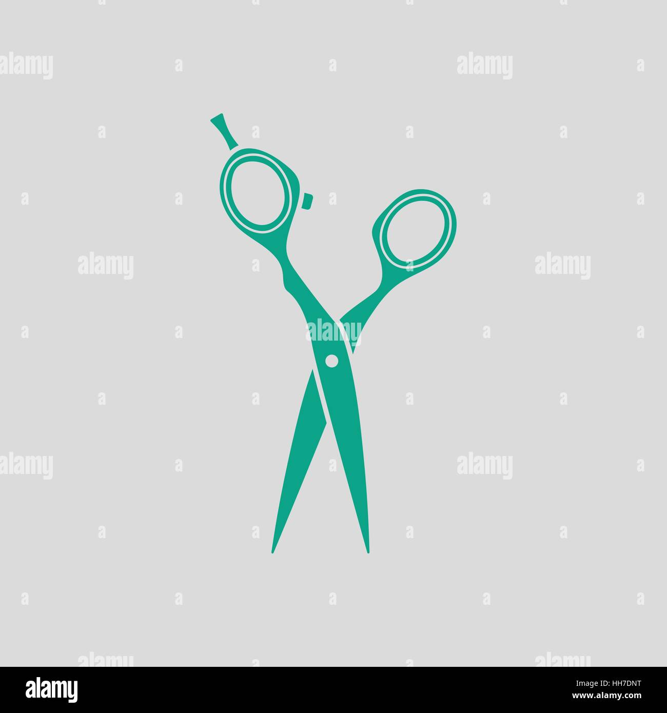 Hair scissors icon. Gray background with green. Vector illustration ...