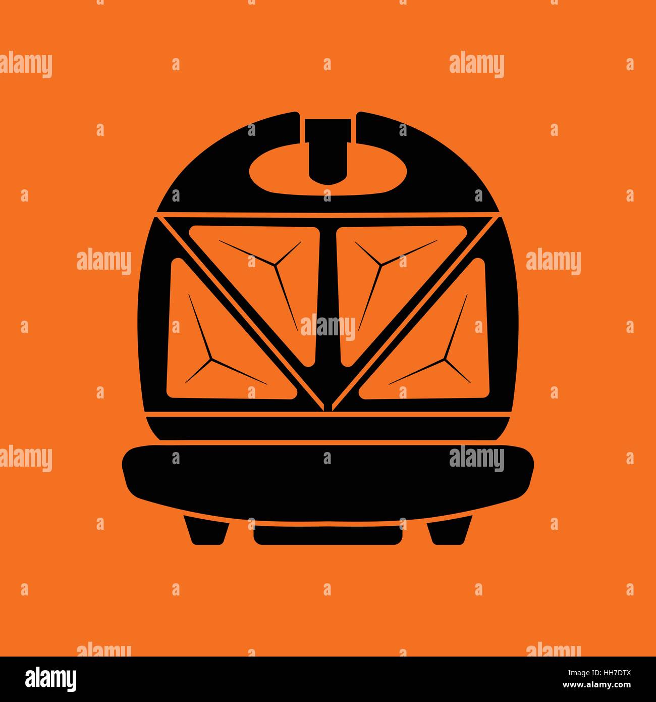 Kitchen sandwich maker icon. Orange background with black. Vector ...