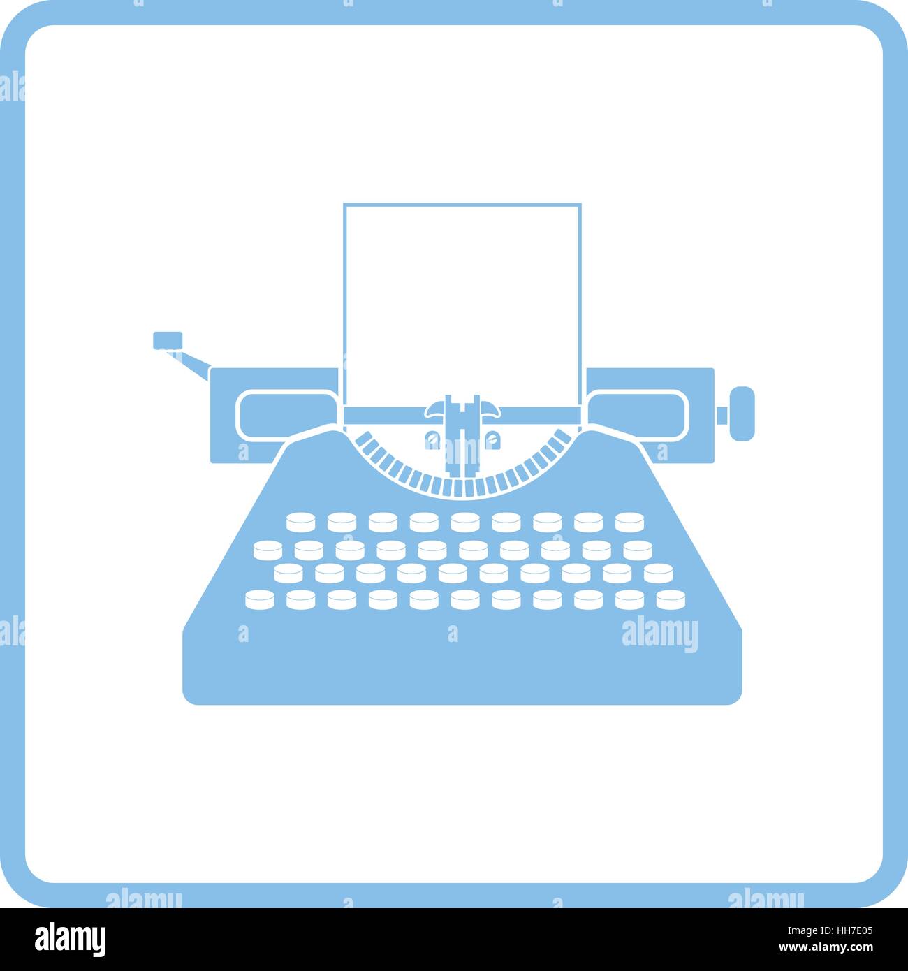 Typewriter icon. Blue frame design. Vector illustration Stock Vector ...