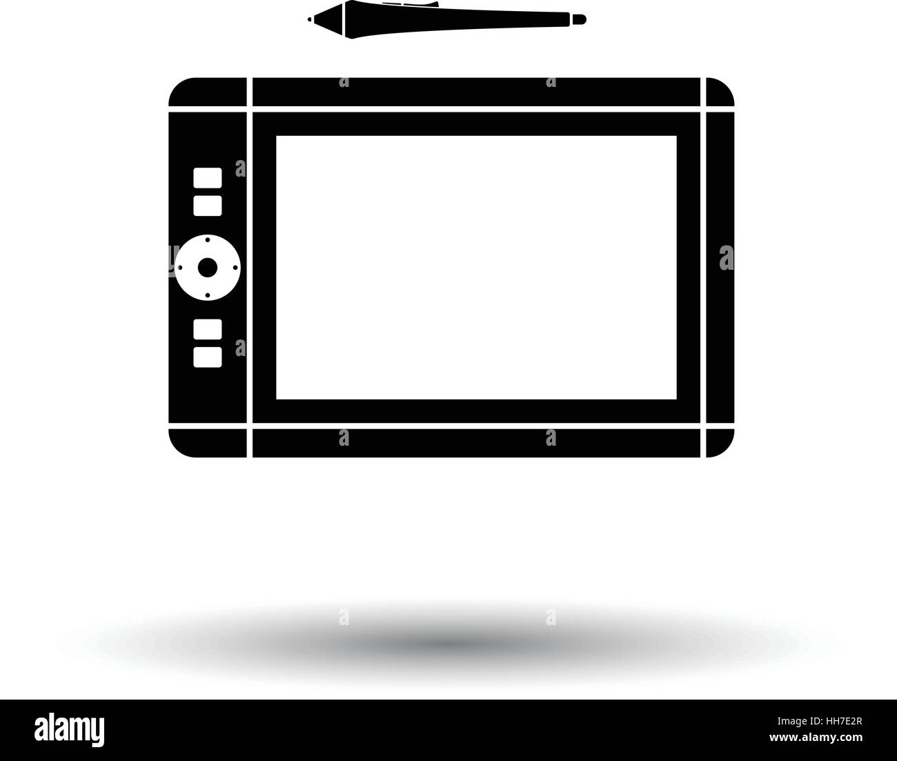 Graphic tablet icon. Black background with white. Vector illustration ...