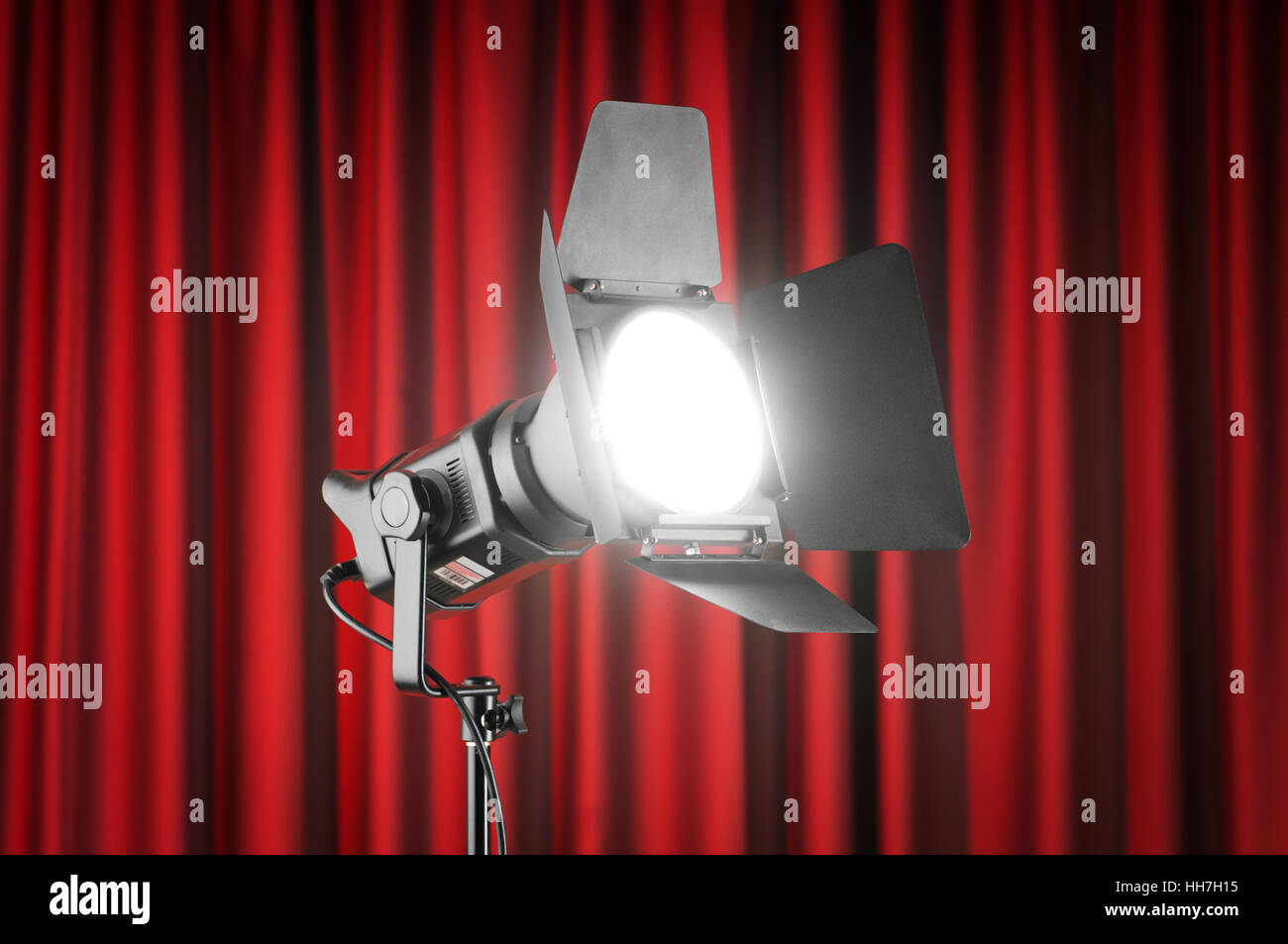 Curtains and projector lights wtih space for your text Stock Photo - Alamy