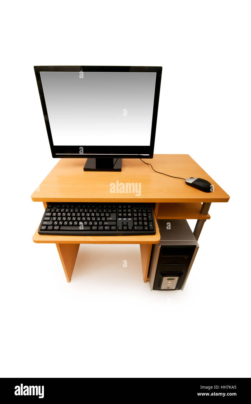 office, keyboard, PC, computers, computer, desk, object, isolated ...