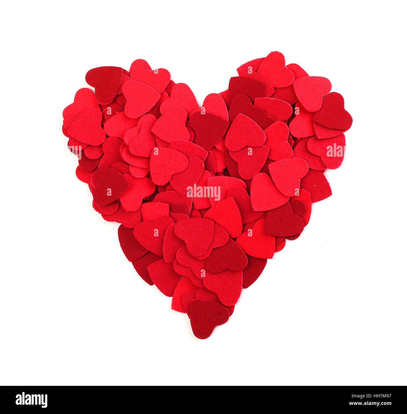 Heart made of small paper hearts, isolated on white background ...