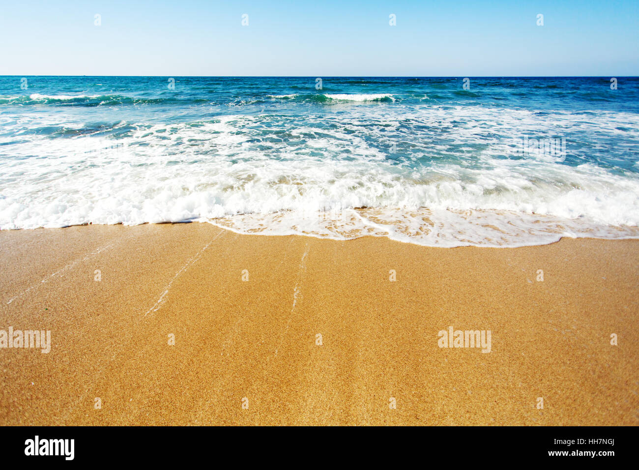 Coastline with waves. Sea coast, background for text Stock Photo - Alamy